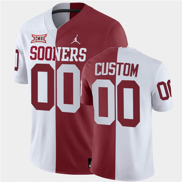 Mens Oklahoma Sooners Custom White Crimson Jordan Brand Split Two-Tone ...