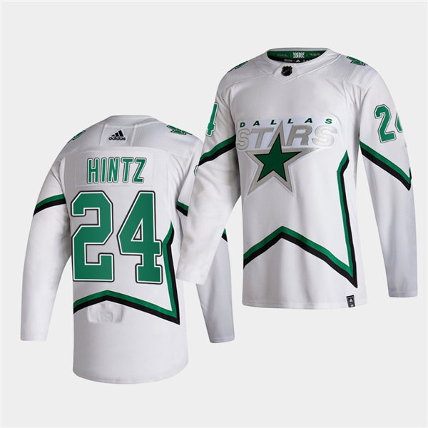 Men Dallas Stars #24 Roope Hintz adidas White 2021 Reverse Retro Jersey