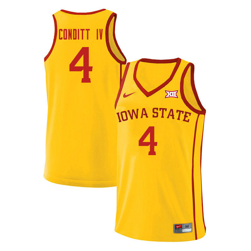 Mens Iowa State Cyclones #4 George Conditt IV Nike 2020 Gold Iowa State ...