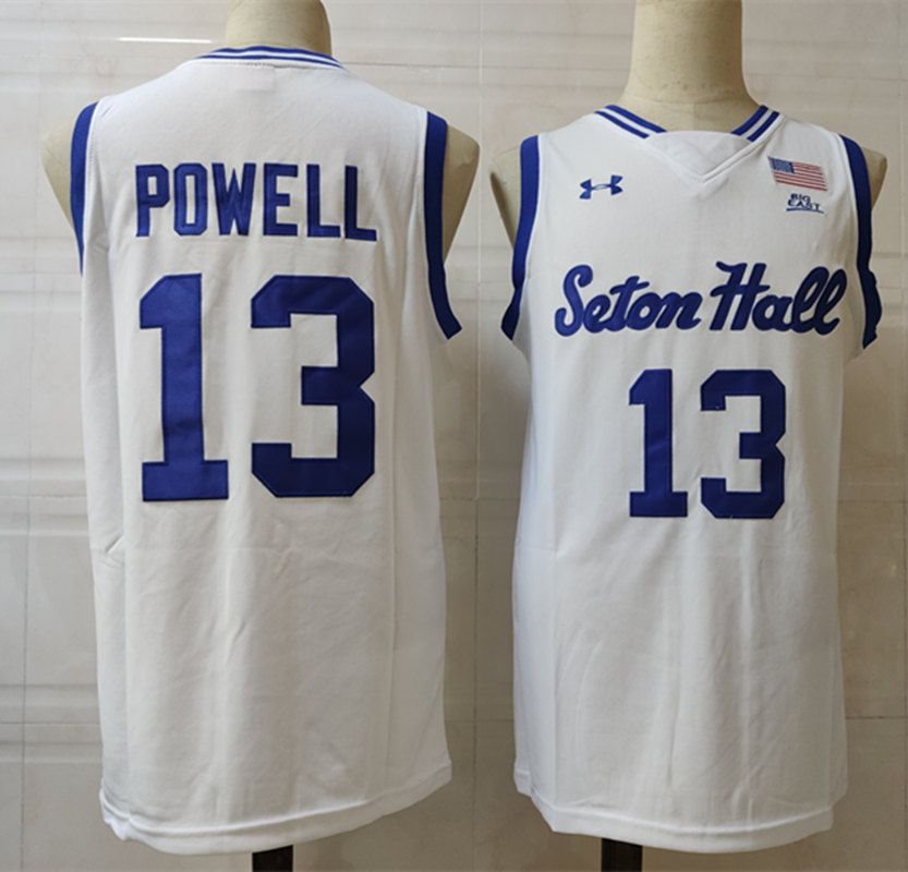 Mens Seton Hall Pirates #13 Myles Powell Under Armour White Baskeball ...