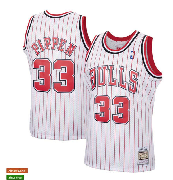 Mens Chicago Bulls #33 Scottie Pippen Blue Pinstripe Mitchell & Ness ...