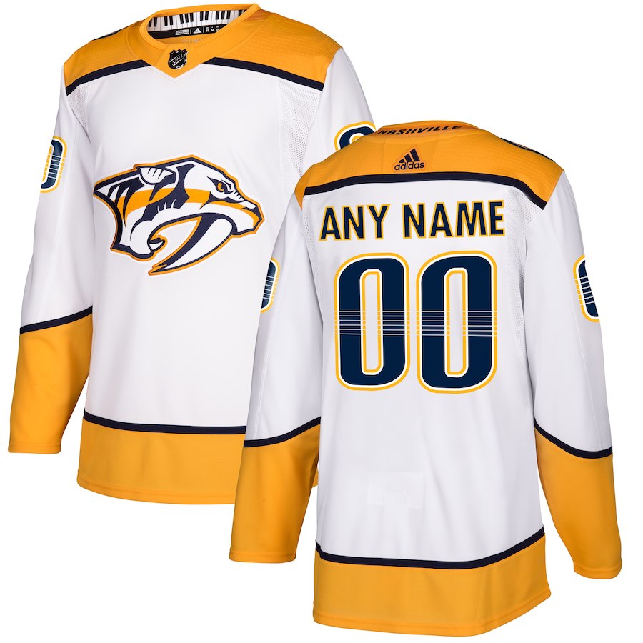Men's Nashville Predators Custom Adidas Away White Jersey