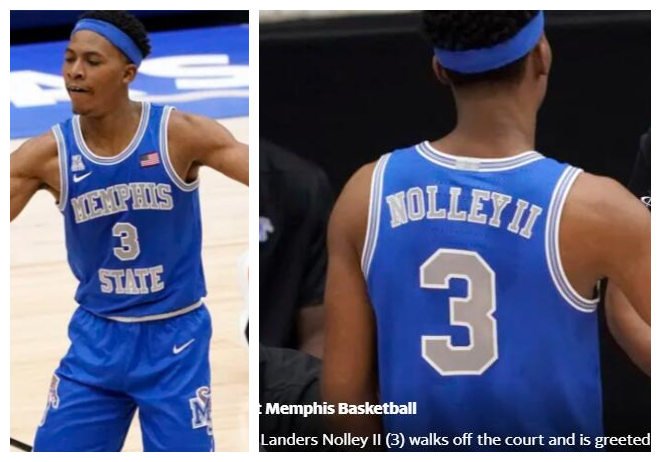 Mens Memphis Tigers #3 Landers Nolley II Blue Nike 2018 Blue Memphis ...