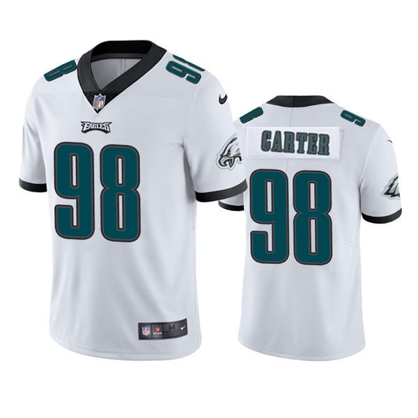 Mens Philadelphia Eagles #98 Jalen Carter Nike White Vapor Limited ...