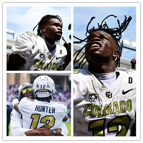 Mens Youth Colorado Buffaloes #12 Travis Hunter 2023 White Gold ...