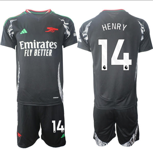 Mens Arsenal FC #14 Thierry Henry 2025 Black Away Soccer Jersey kit
