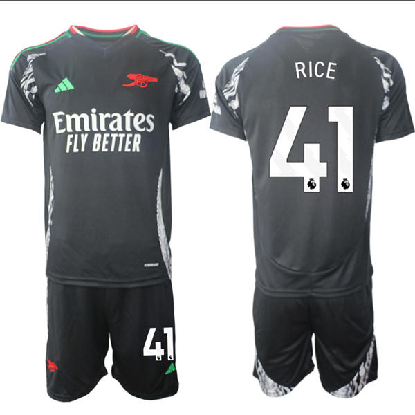Mens Arsenal FC #41 Declan Rice 2025 Black Away Soccer Jersey kit