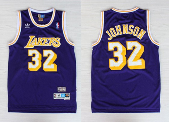 Los Angeles Lakers #32 Magic Johnson Purple Swingman Throwback Jersey