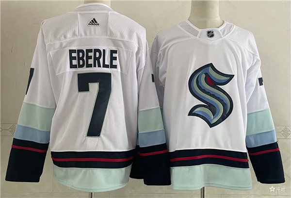 Mens Seattle Kraken #7 Jordan Eberle Adidas Away White Jersey